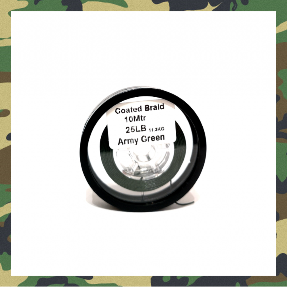 25lb Coated Braid (Army Green) - War Carp